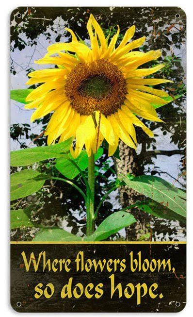 Retro Sunflower Metal Sign 8 x 14 Inches
