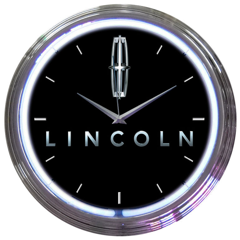 Retro Ford Lincoln Neon Clock 15 X 15 Inches