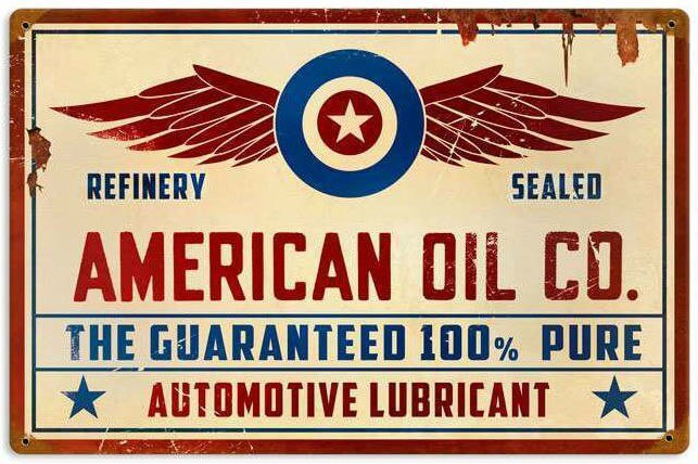 Retro American Oil Co Metal Sign 18 x 12 Inches