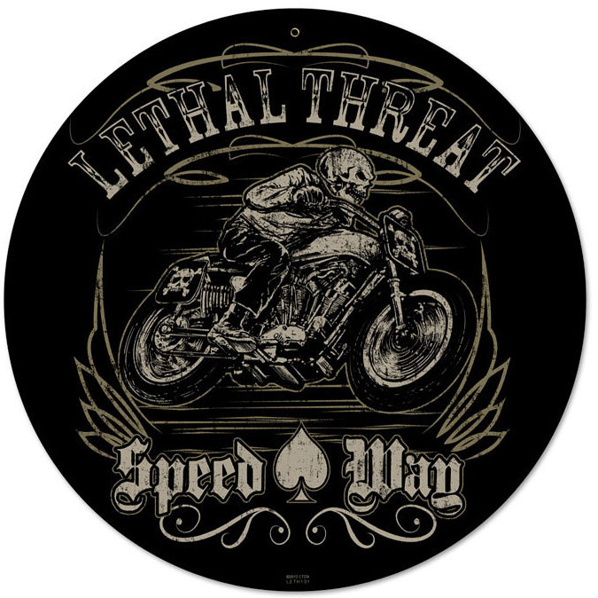 Retro Lethal Speedway Metal Sign 14 x 14 Inches