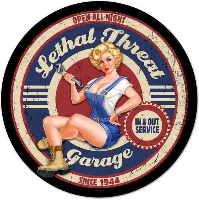 Retro Lethal Garage Metal Sign 14 x 14 Inches