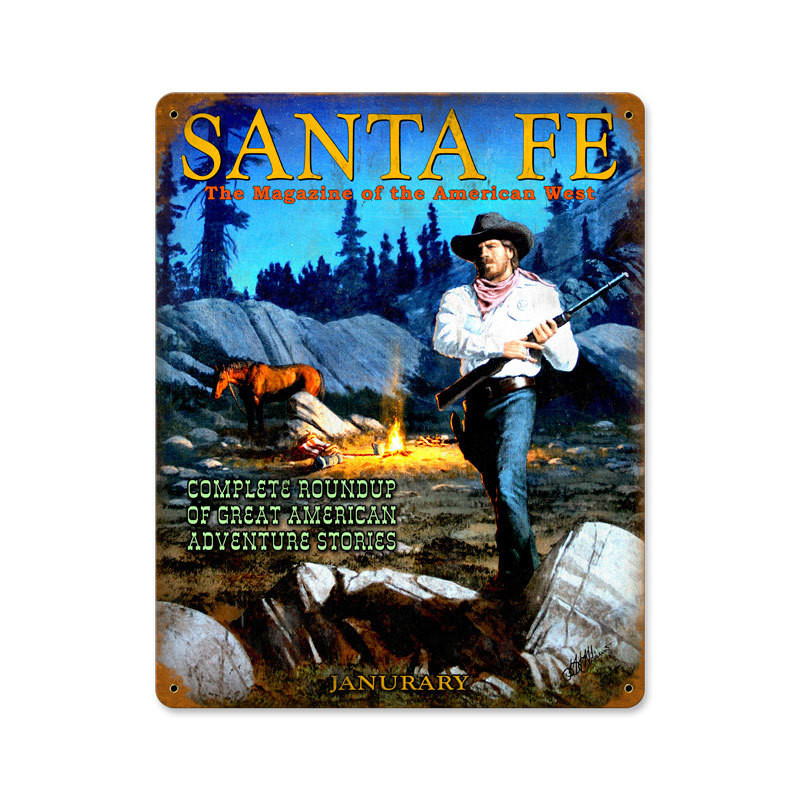 Retro Santa Fe Ranger Vintage Metal Sign 12 x 15 Inches