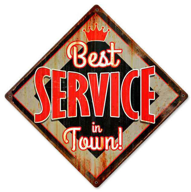 Retro Best Service Metal Sign 12 x 12 Inches