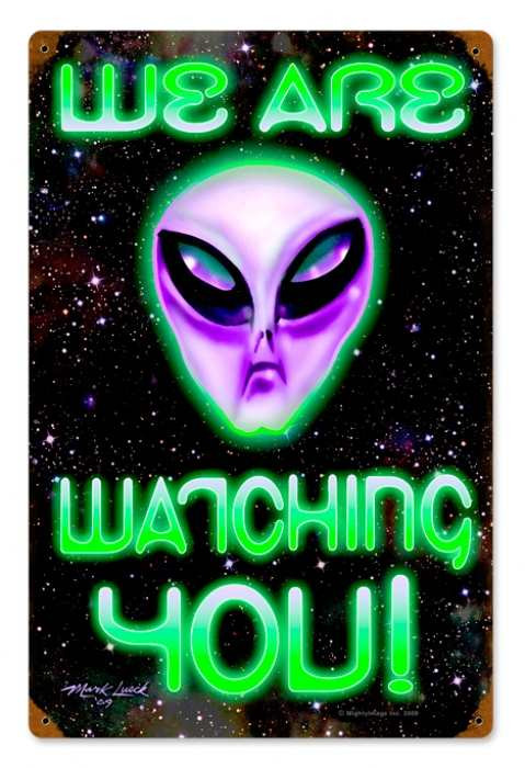 Vintage We Are Watching You Metal Sign 12 x 18 Inches