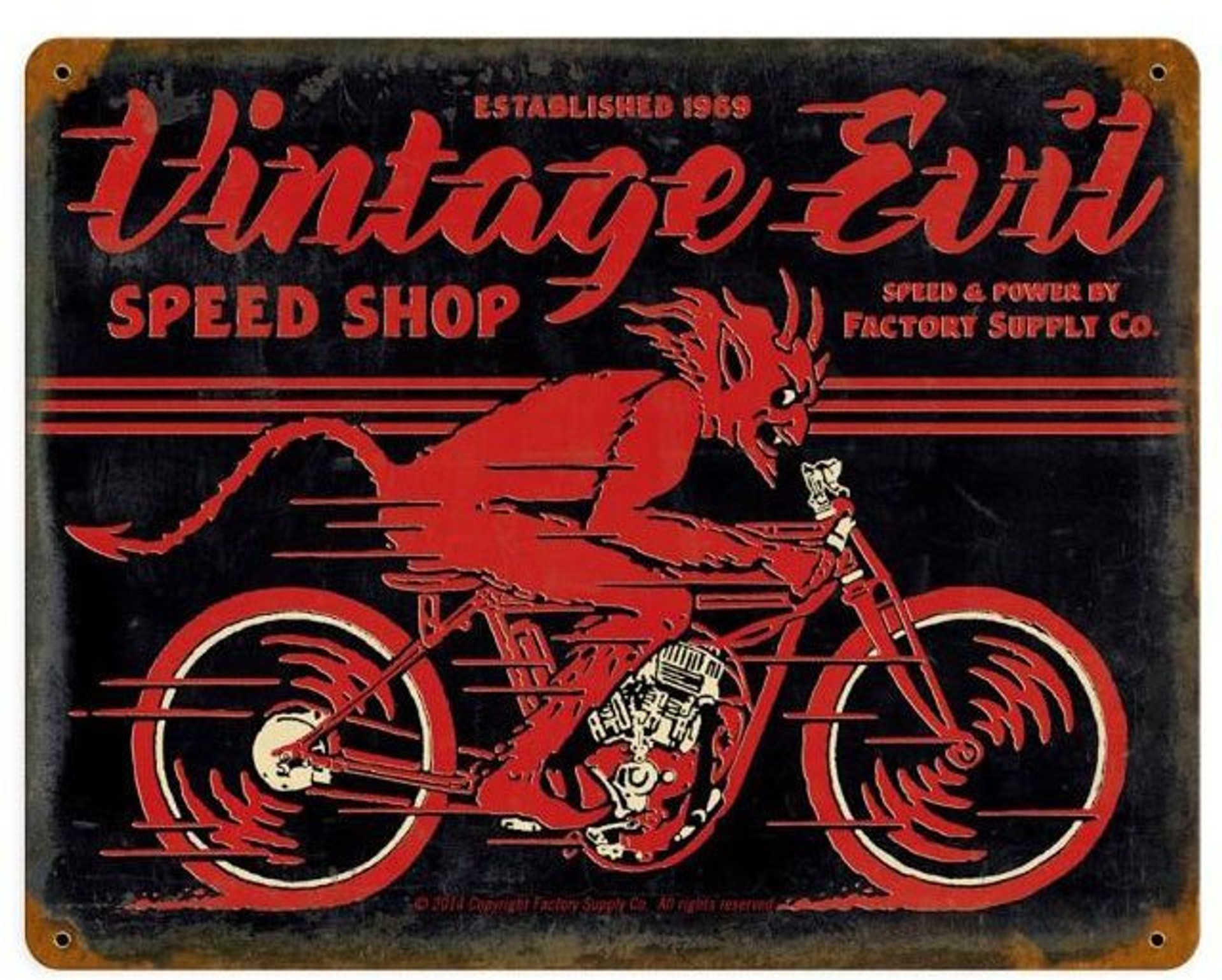 Vintage Evil Speed Shop Metal Sign 15 x 12 Inches