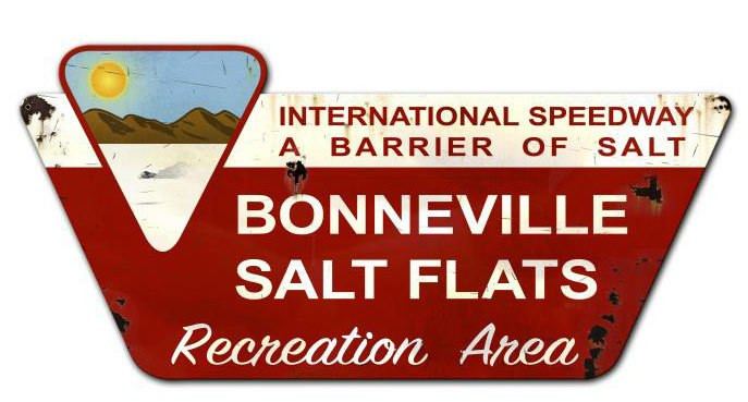 Bonneville Salt Flats Created Custom Shape Metal Sign 36 x 18 Inches