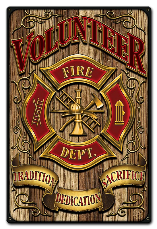 Volunteer Fire Dept Metal Sign 12 x 18 Inches