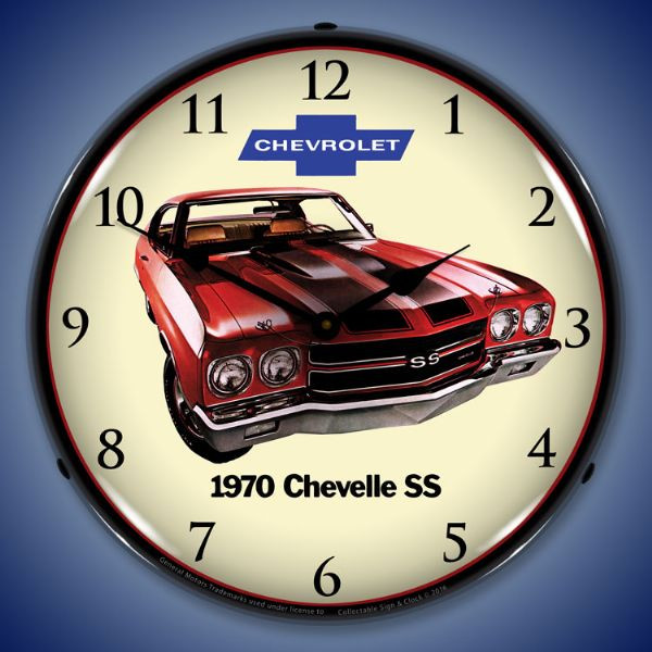 1970 SS Chevelle LED Lighted Wall Clock 14 x 14 Inches