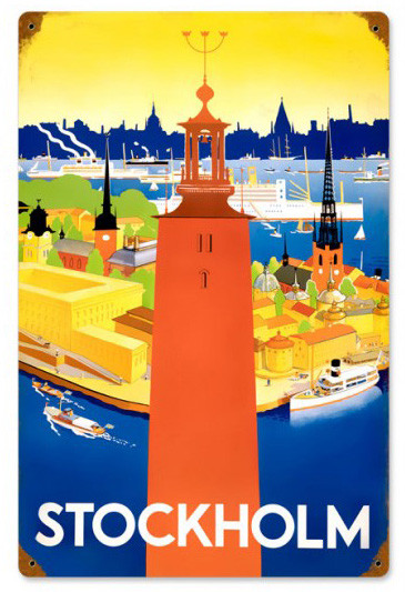 Stockholm Travel Metal Sign 18 x 12 Inches