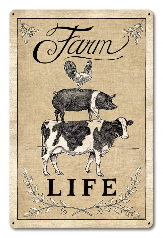 Farm Life Livestock Metal Sign 18 x 12 Inches