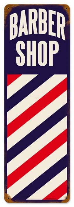 Vintage Barber Pole Metal Sign 8 x 24 Inches