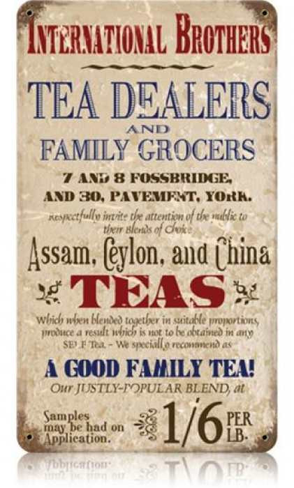 Vintage Tea Dealer Metal Sign 8 x 14 Inches