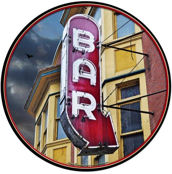 Bar Round Round Metal Sign 14 x 14 Inches