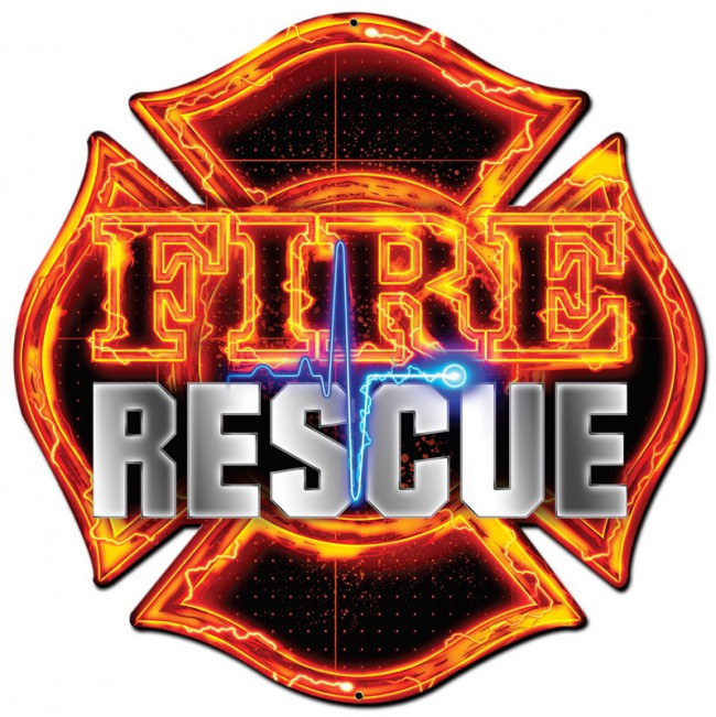 Fire Rescue Metal Sign 16 x 16 Inches