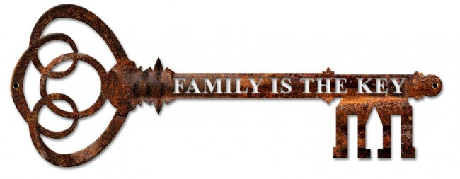 Family Is The Key Rustic Metal Sign 25 x 9 Inches