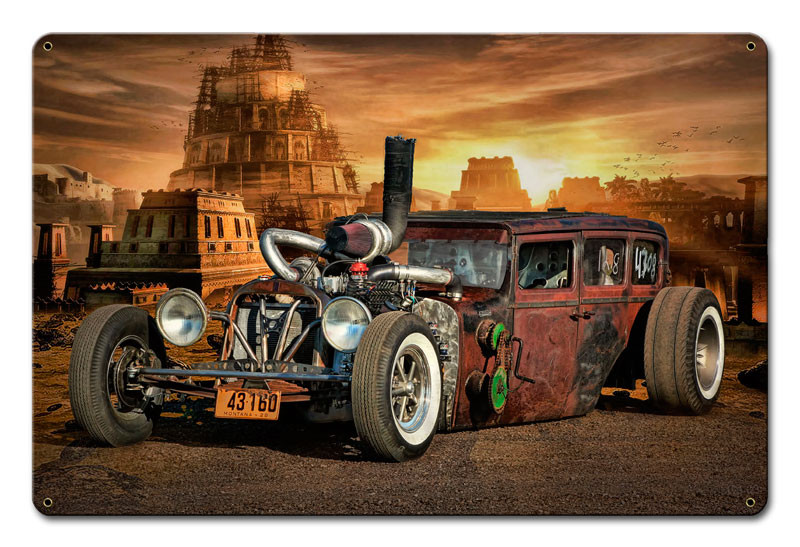 Rat Rod City Metal Sign 18 x 12 Inches