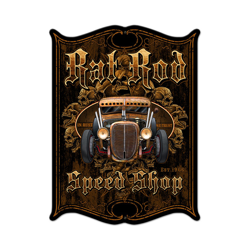 Rat Rod Metal Sign 14 x 19 Inches