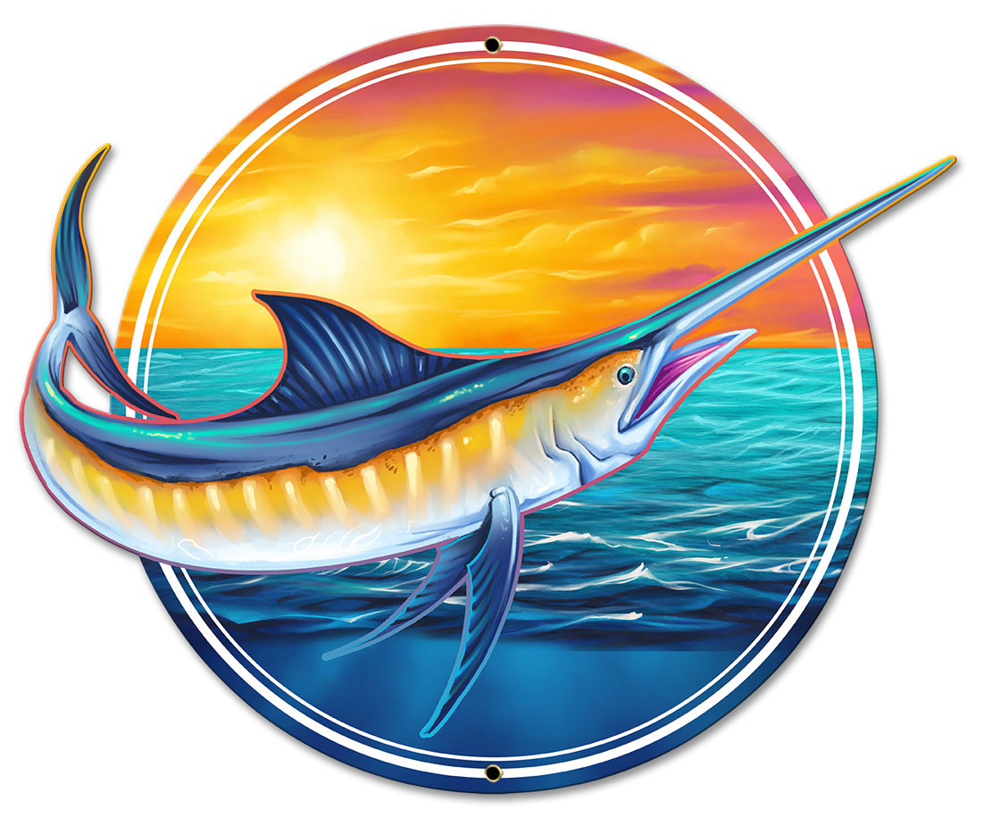 Marlin Metal Sign 18 x 14 Inches