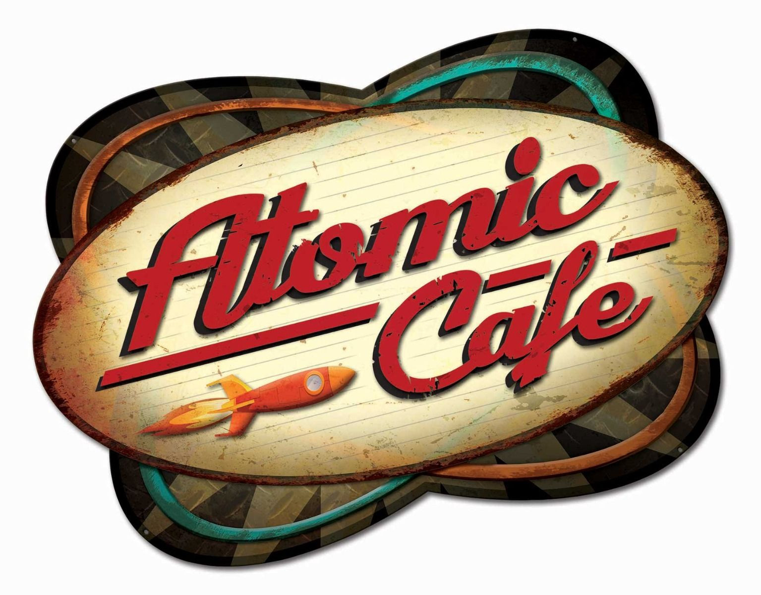 Atomic Cafe Metal Sign 30 x 23 Inches