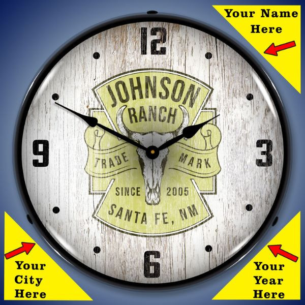Personalized Rustic Ranch LED Lighted Wall Clock 14 x 14 Inches (Add ...
