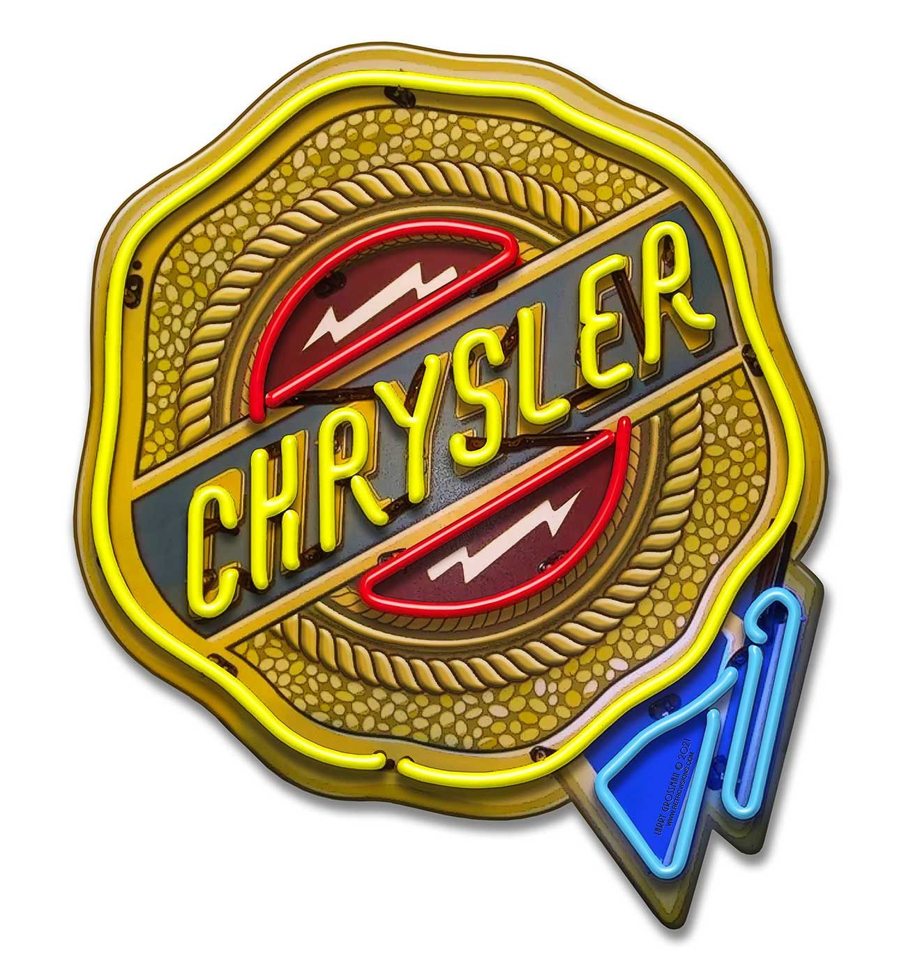 Chrysler Neon Style Metal Sign 18 x 21 Inches