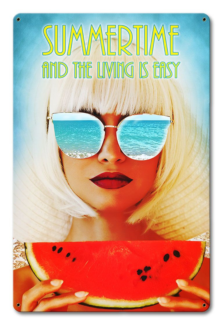 Summertime Living Easy Metal Sign 12 x 18 Inches