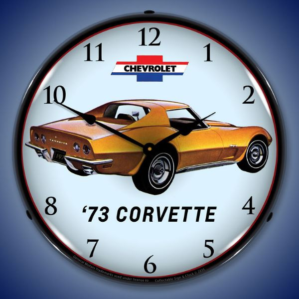 1973 Corvette LED Lighted Wall Clock 14 x 14 Inches