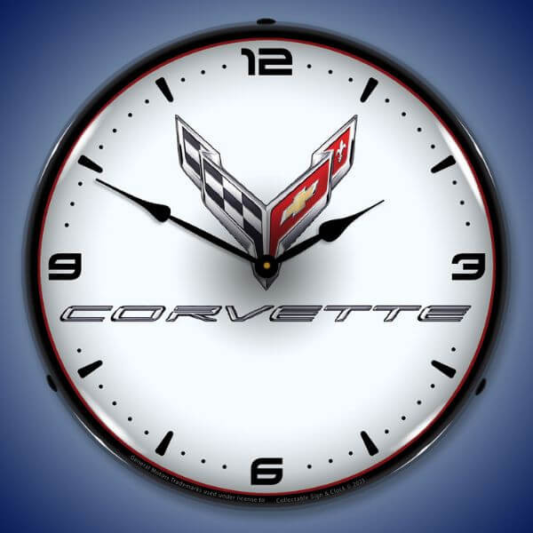 Corvette C8 LED Lighted Wall Clock 14 x 14 Inches