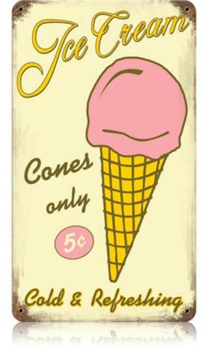 Vintage Ice Cream Metal Sign 8 x 14 Inches