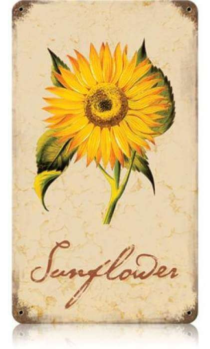 Vintage Sunflower Metal Sign 8 x 14 Inches