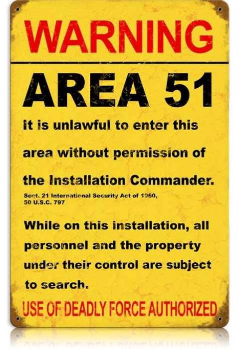 Vintage Area 51 Metal Sign 12 x 18 Inches
