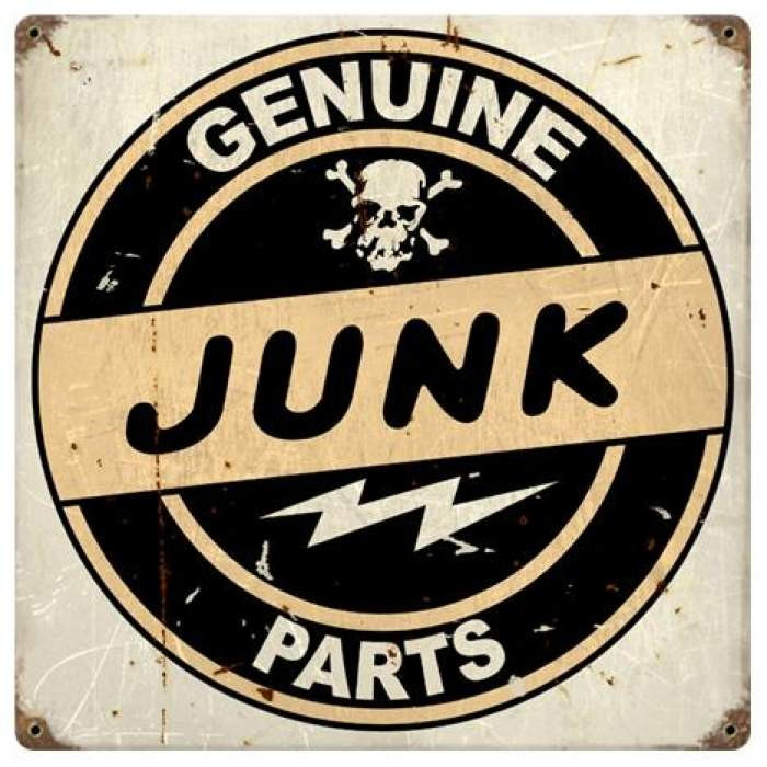 Vintage Junk Parts Metal Sign 12 x 12 Inches