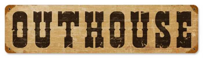 Retro Outhouse Metal Sign 20 x 5 Inches