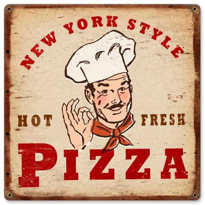 Vintage New York Pizza Metal Sign 12 x 12 Inches