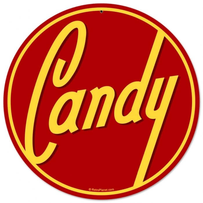 Retro Candy Metal Sign 14 x 14 Inches