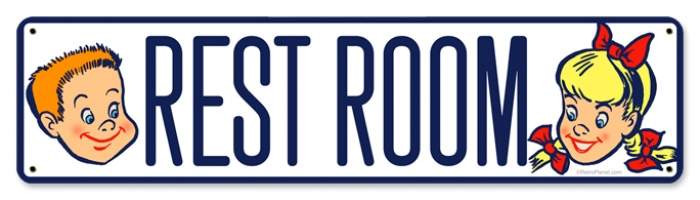 Retro Restroom Metal Sign 20 x 5 inches