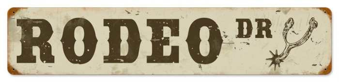 Retro Rodeo Drive Metal Sign 28 x 6 Inches