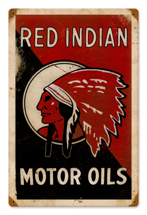 Vintage Red Indian Oil 12 x 18 inches Metal Sign