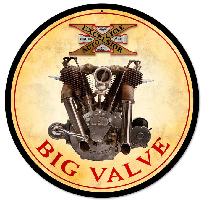 Retro Big Valve Engine Metal Sign 14 x 14 Inches