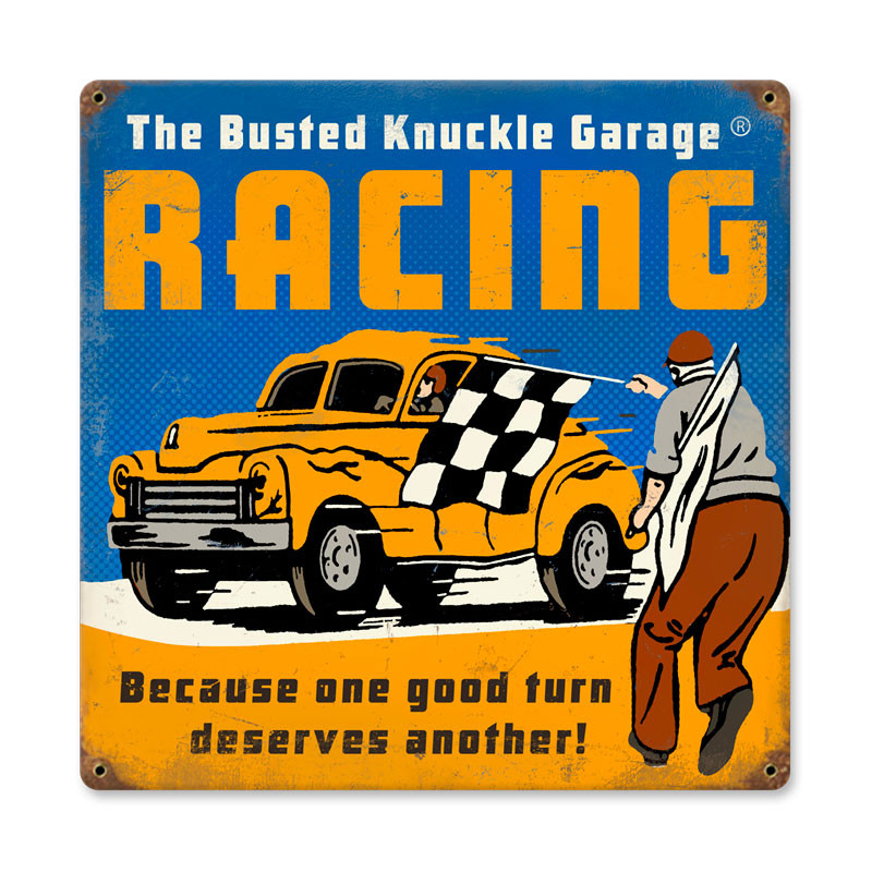 Retro Racing Metal Sign 12 x 12 Inches