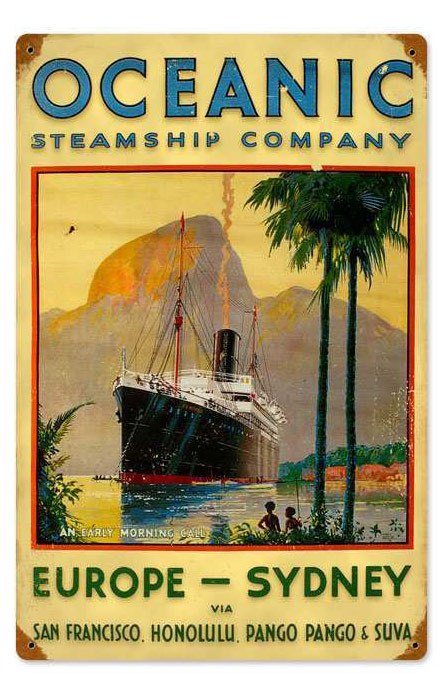 Oceanic Vintage Metal Sign 12 x 18 Inches