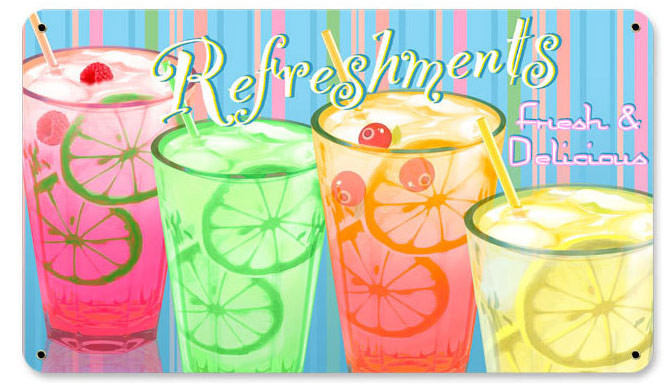 Refreshments Food and Drink Metal Sign 14 x 8 Inches
