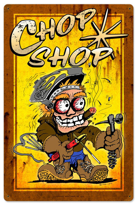 Chop Shop Vintage Metal Sign 16 x 24 Inches