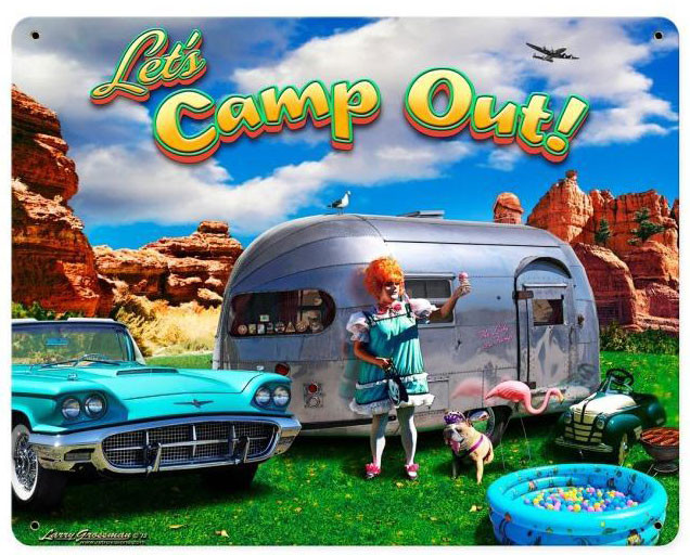Camp Out Metal Sign 12 x 15 Inches