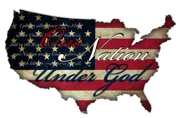 One Nation USA Custom Shape Retro Metal Sign 25 x 16 Inches