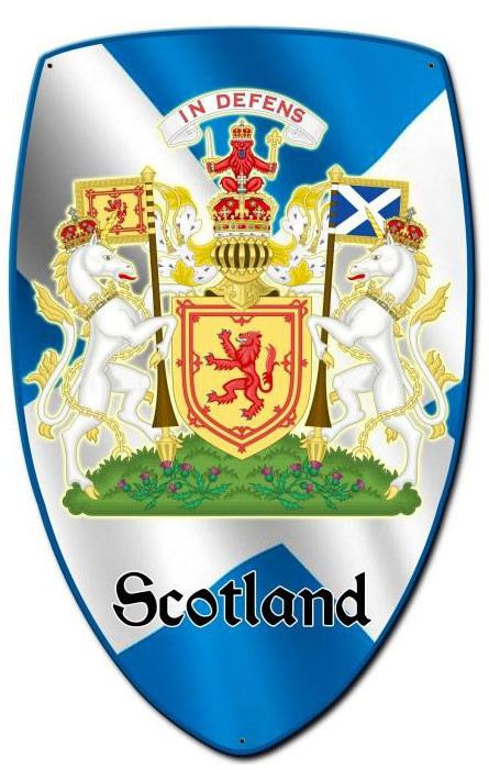 Scotland Shield Custom Shape Metal Sign 15 x 24 Inches