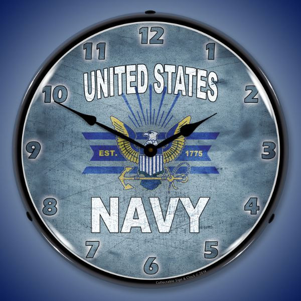 United States Navy LED Lighted Wall Clock 14 x 14 Inches