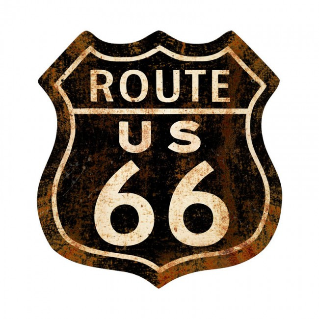 Route 66 Rusty Metal Sign 28 x 28 Inches