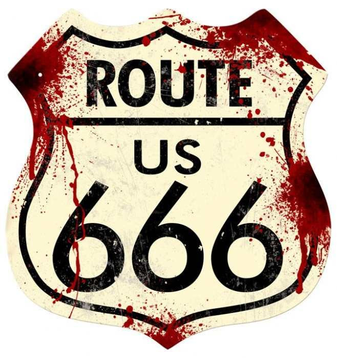 Retro Route 666 Shield Metal Sign 15 x 15 Inches