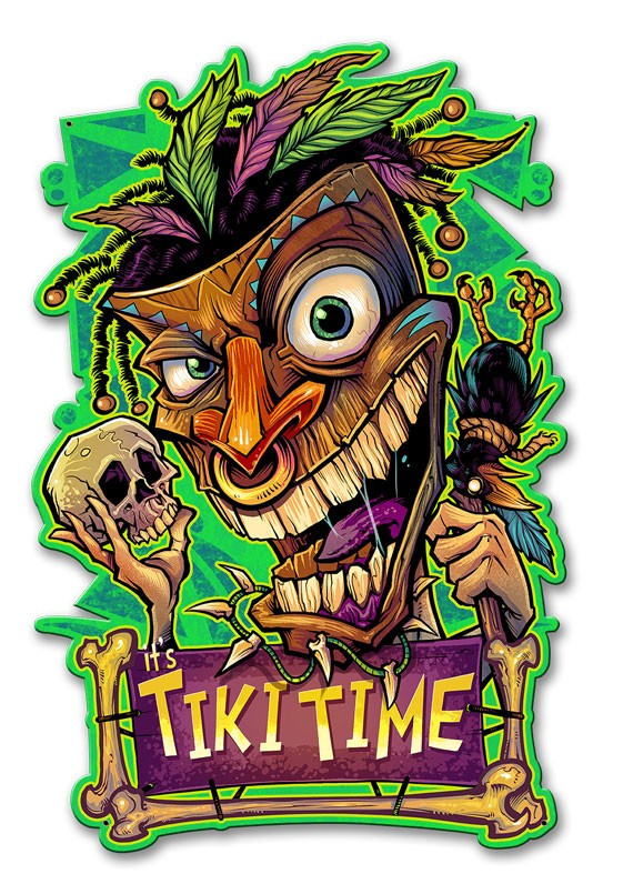 Tiki Time Metal Sign 12 x 19 Inches Inches